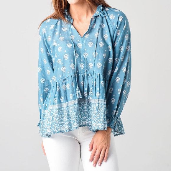 Roller Rabbit | Tops | Roller Rabbit Jannella Tashi Border Teal White ...